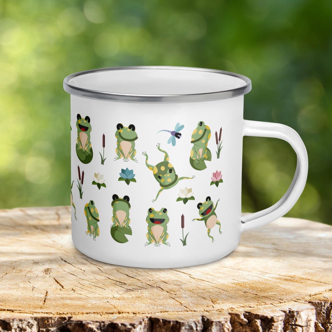 Frog Enamel Mug: Frog Lover Gift, Kids Camping Coffee Cup - Etsy