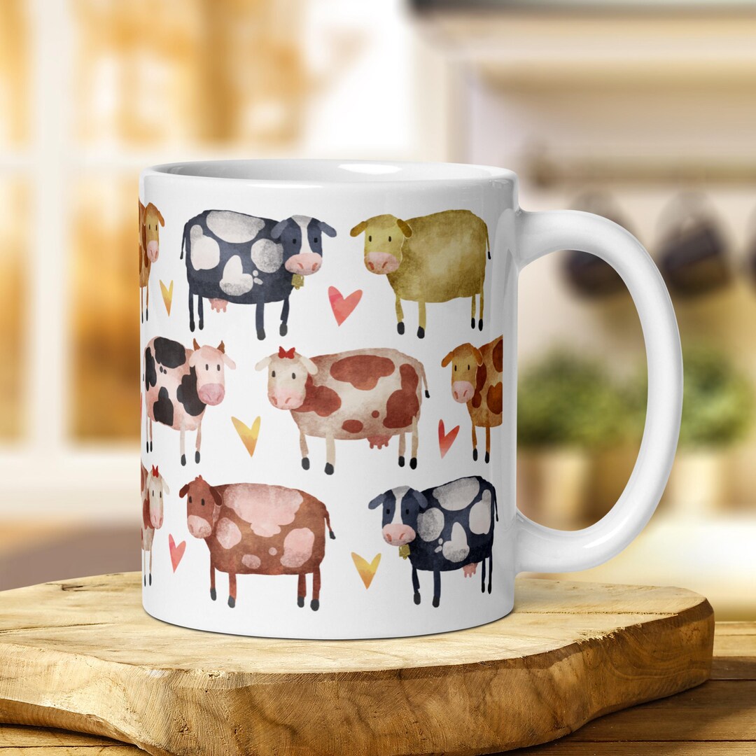 Cute Cow Mug With a Rustic Farmhouse Design, Cottagecore Decor for ...