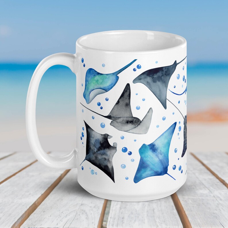 Stingray Mug, Manta Ray Gift, Watercolour Ocean Animal Coffee Cup - Etsy