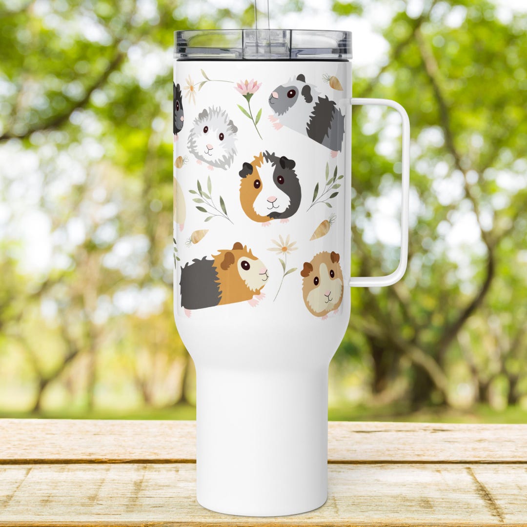 Large Guinea Pig Travel Mug With Handle, Guinea Pig Mug, Cute Travel ...