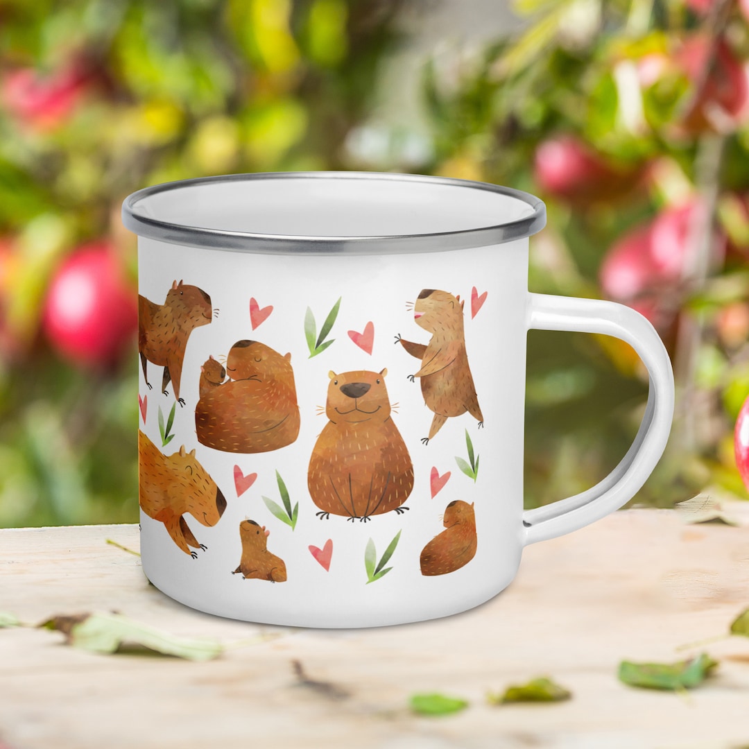 Enamel Capybara Mug, Camping Mug, Cute Animal Mug, Capybara Coffee Cup ...