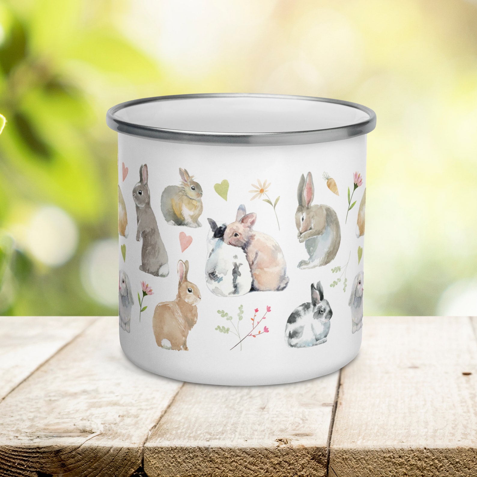 Enamel Bunny Mug, Cute Rabbit Camping Cup, Kids Bunny Cup, Childs Mug ...