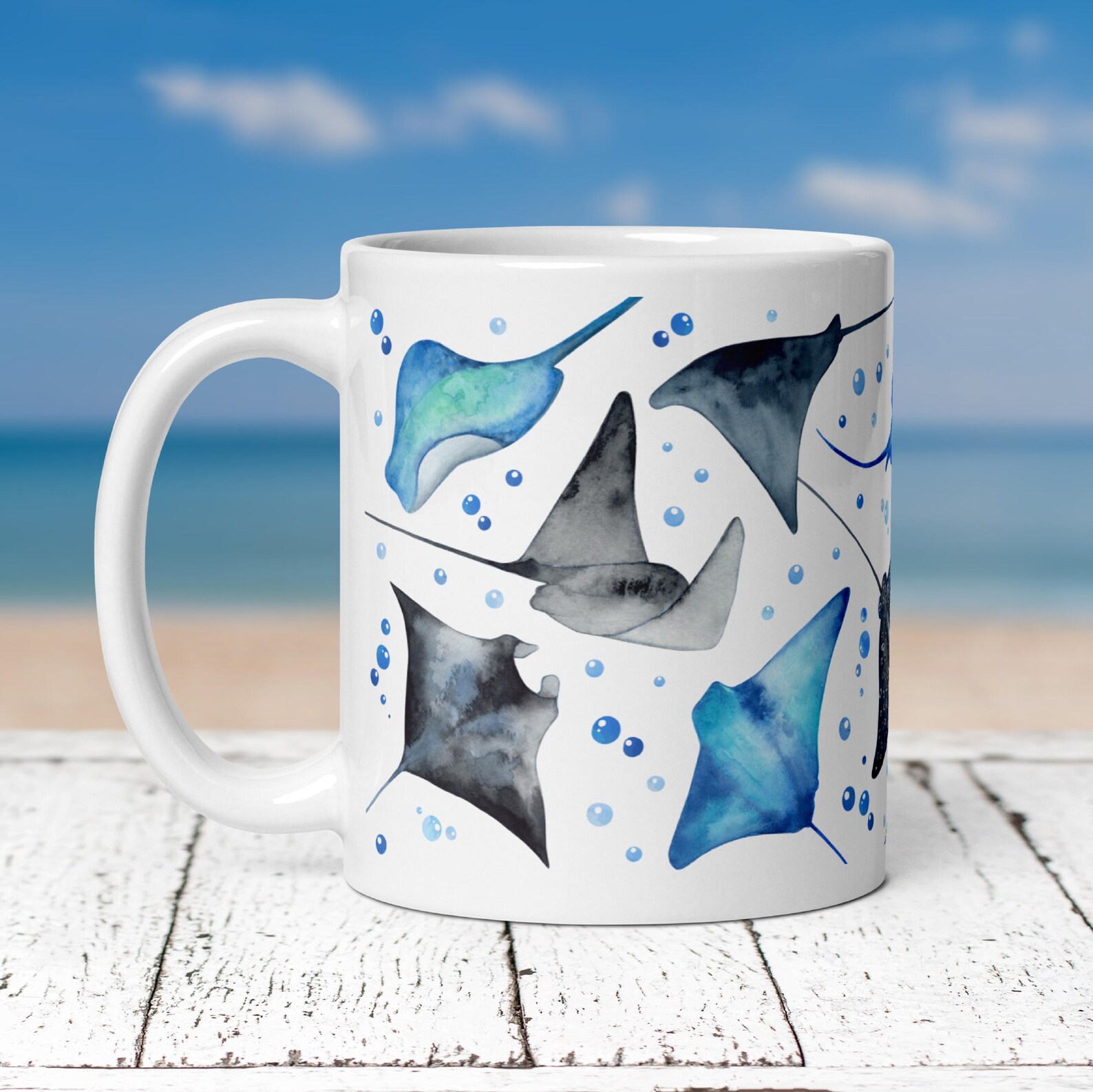 Stingray Mug, Manta Ray Gift, Watercolour Ocean Animal Coffee Cup - Etsy