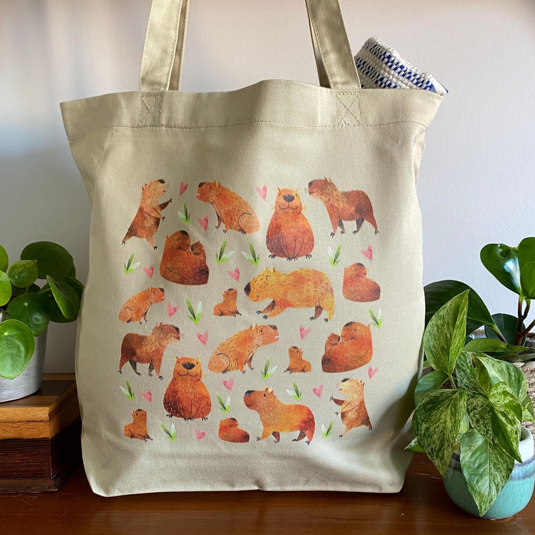 Capybara Tote Bag, Animal Tote Bag, Aesthetic Tote, Capybara Lover Gift ...