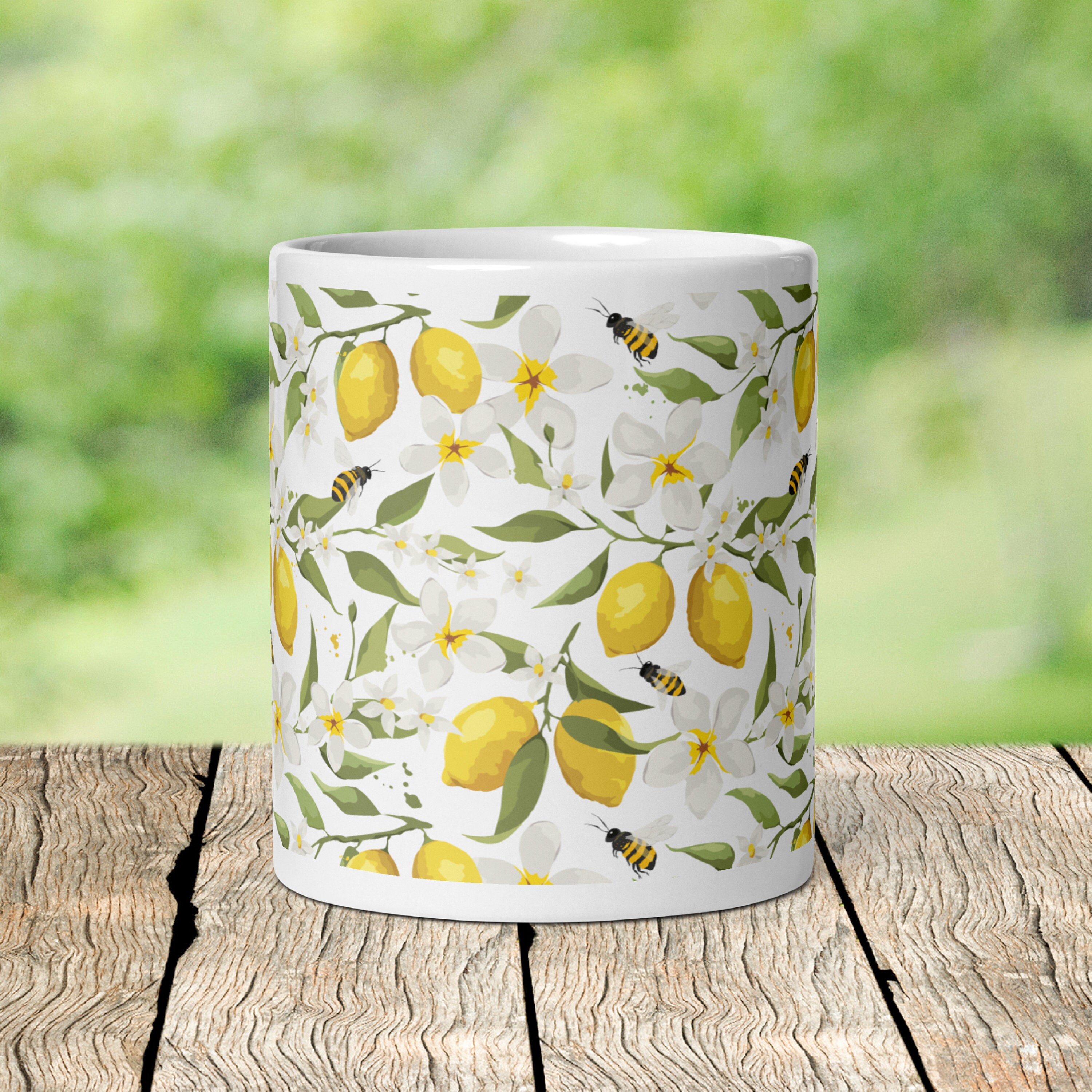 Bee Mug, Pollinator Mug, Lemon Tree Mug, Pretty Ceramic Mug, Beekeeper ...