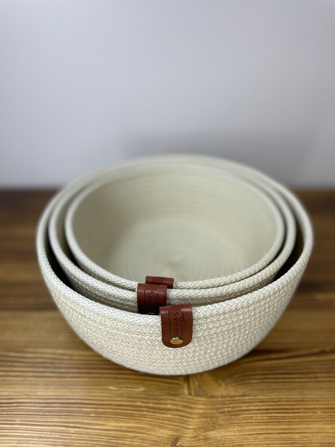 Nest of Baskets From Woven Rope Round Versatile Kitchen Cloth Basket ...