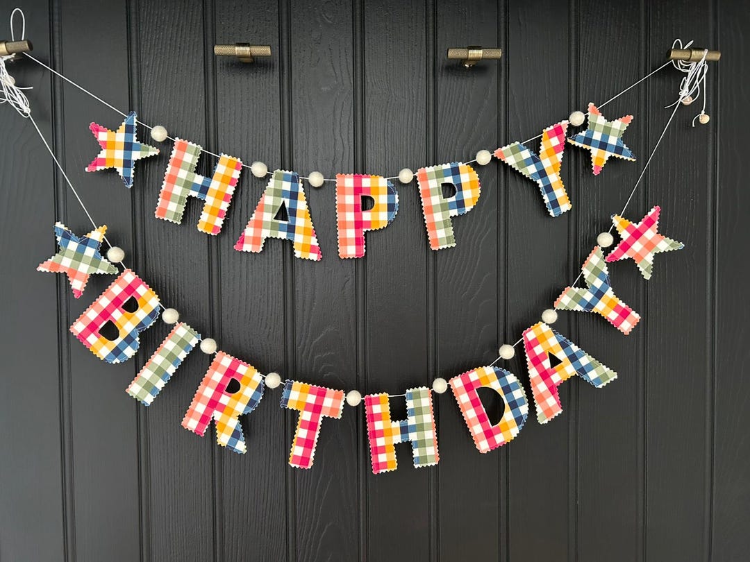 Handmade Happy Birthday Bunting: Rainbow Fabric Garland, Reusable Party ...