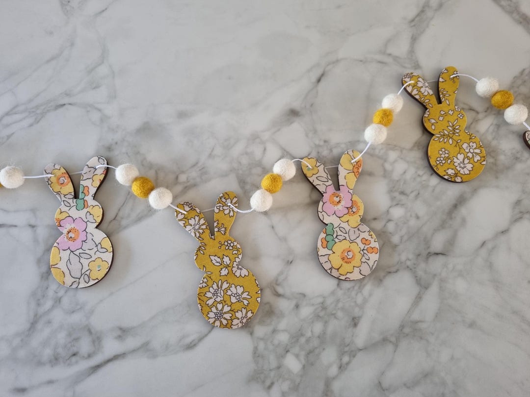 Liberty Wooden Bunny Rabbit Garland, Bunting Shelf Garland, Easter ...