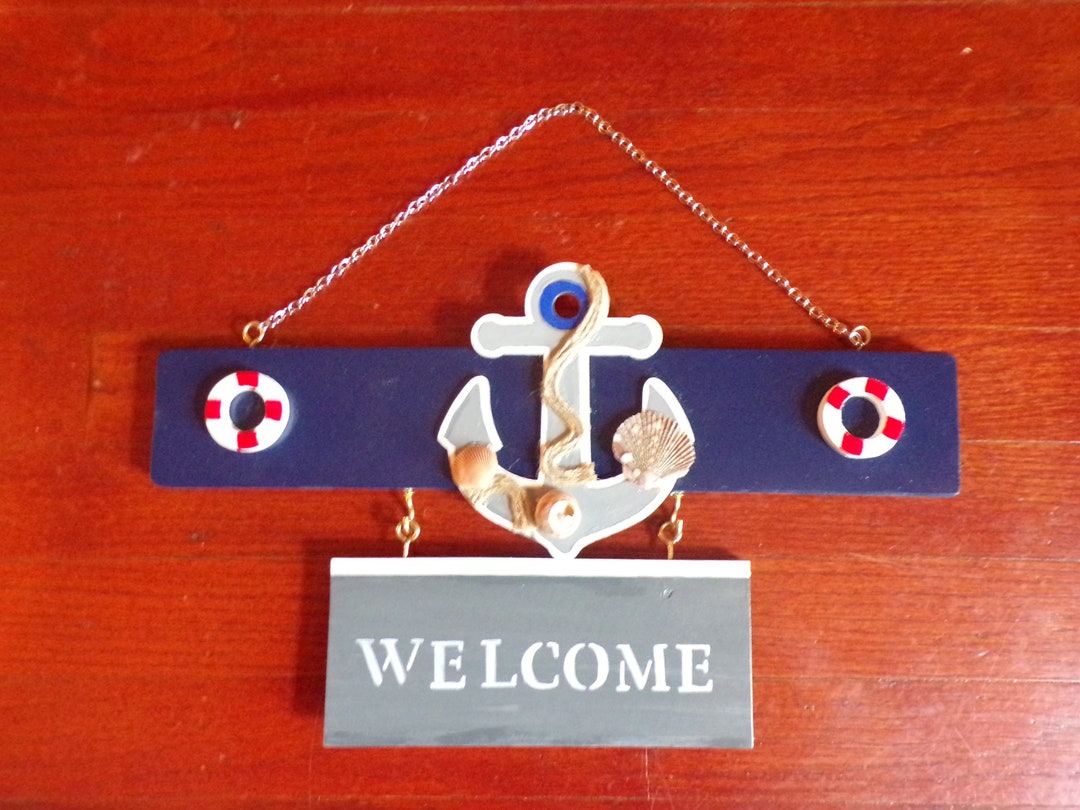 Custom Wood Sign, Welcome Anchor Sign, Door Beach Sign, Sea Sign, See ...