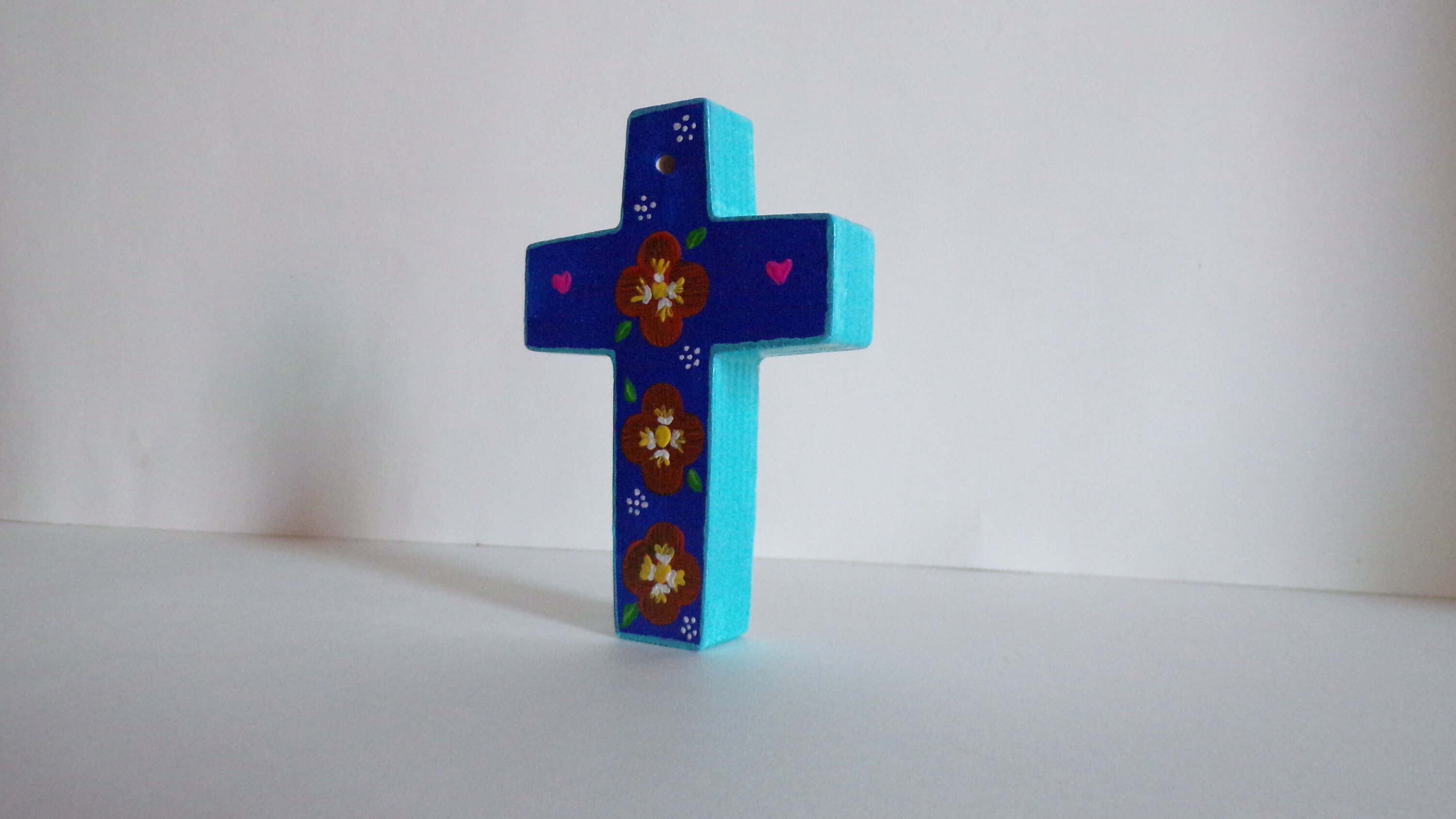Blue Hand Painted Small Wood Cross. - Etsy