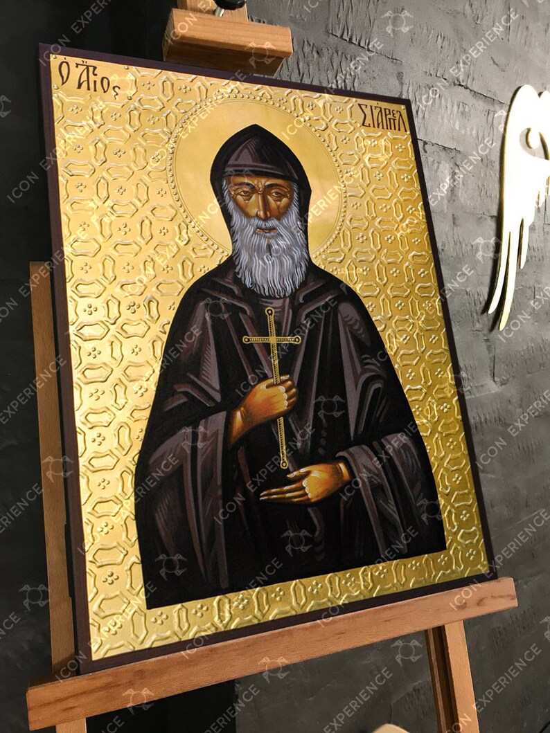 Saint Charbel Makhlouf Handpainted Icon Religious Artwork on Wood ...