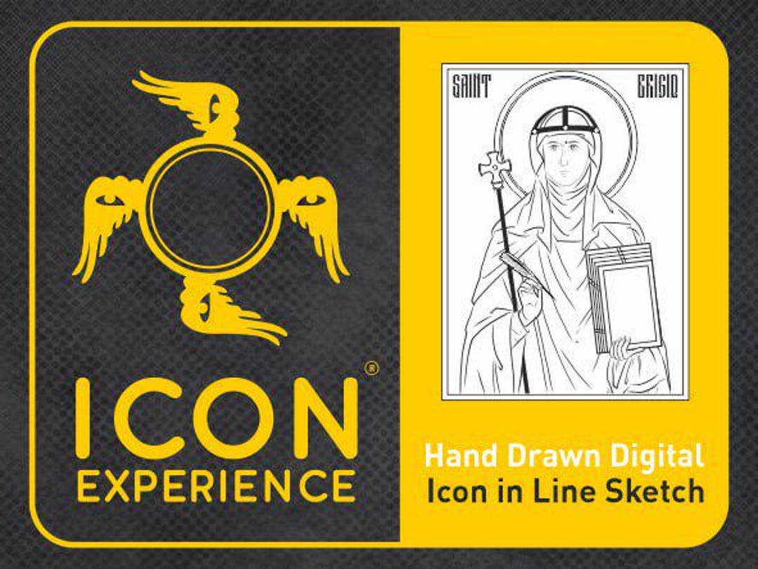 Saint Brigid of Ireland Line Art Sketch: Byzantine Iconography (digital ...