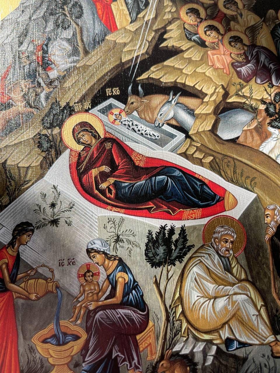 Nativity of Jesus Christ Premium Replica on Wood Greek Orthodox ...