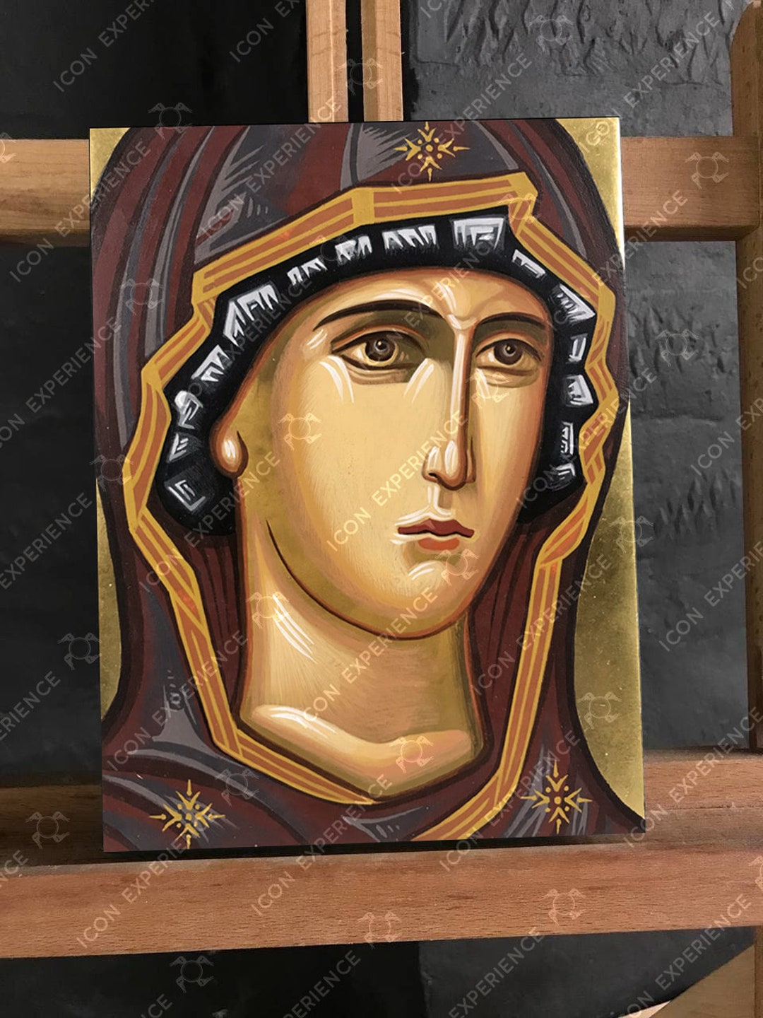 Hand Painted Icon of Image of Virgin Mary / 23 Carat Gold / Linden ...