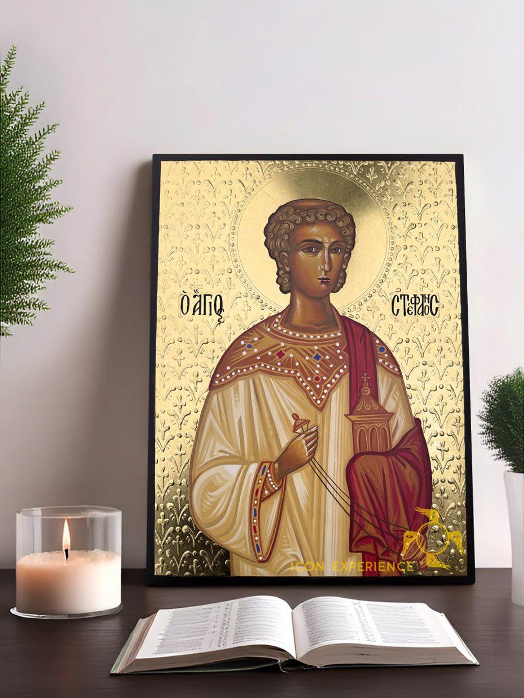 Hand-painted Icon of Saint Stephen | Gold Leaf Religious Art - Etsy