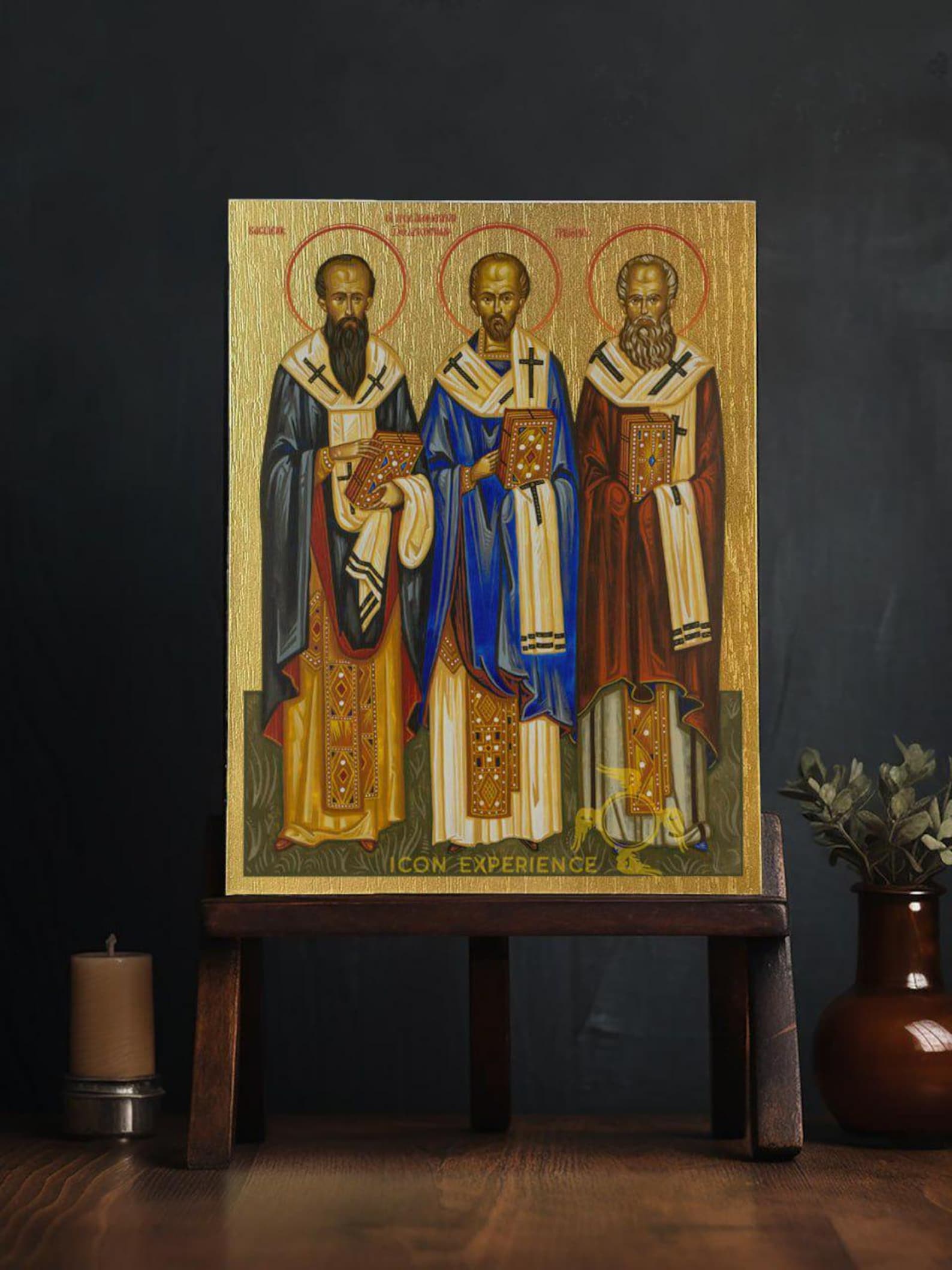 Three Holy Hierarchs Iconography Christian Art Gift Natural Wooden Icon ...