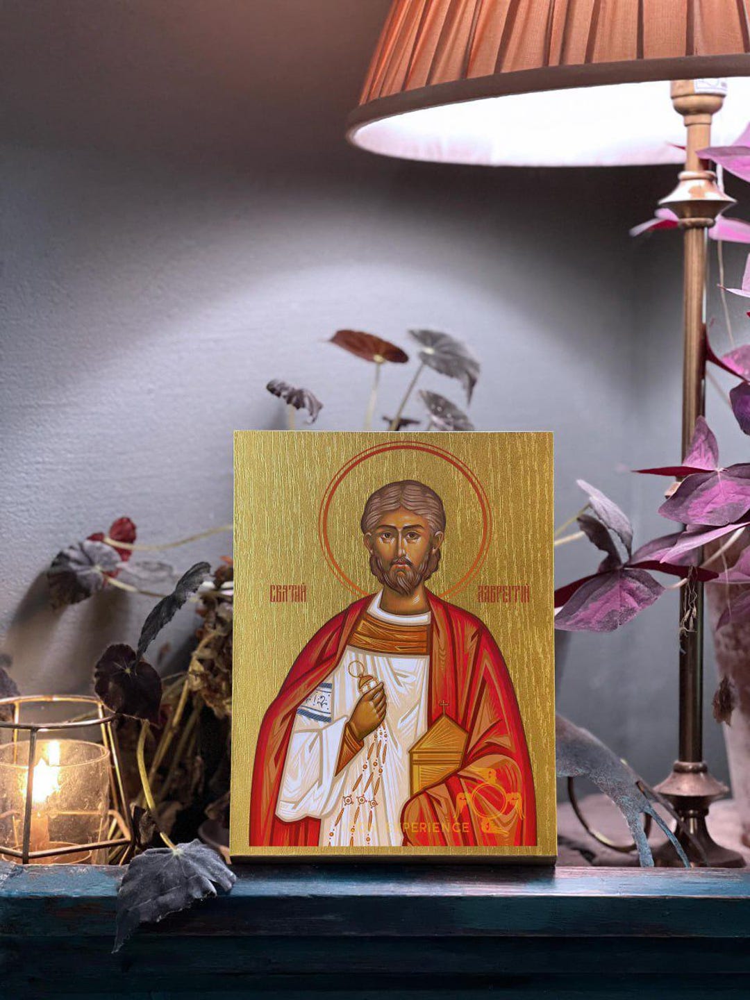 Saint Lawrence Icon: Christian Wooden Art, Religious Gift (7.9”x5.9 ...