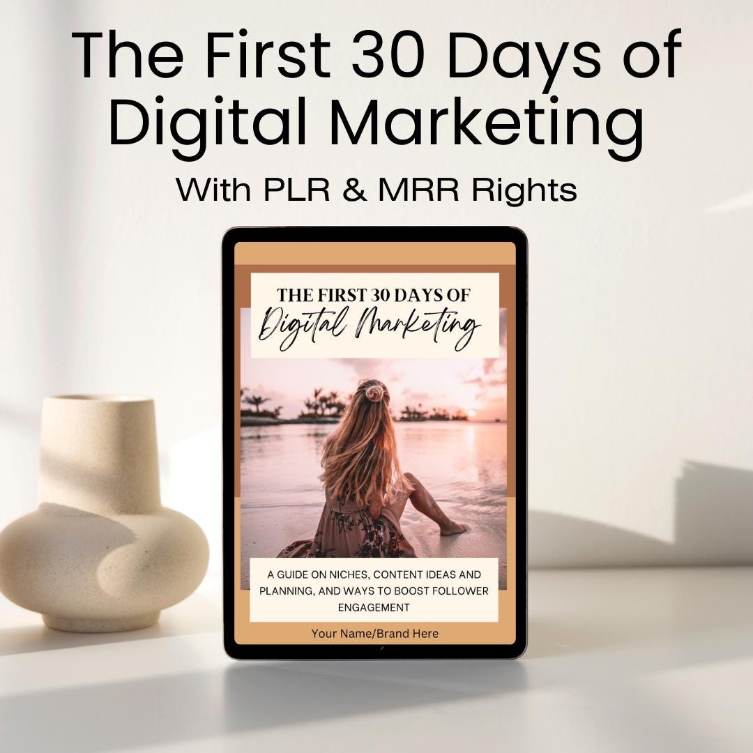 The First 30 Days of Digital Marketing With PLR/MRR, Canva Link and PDF ...