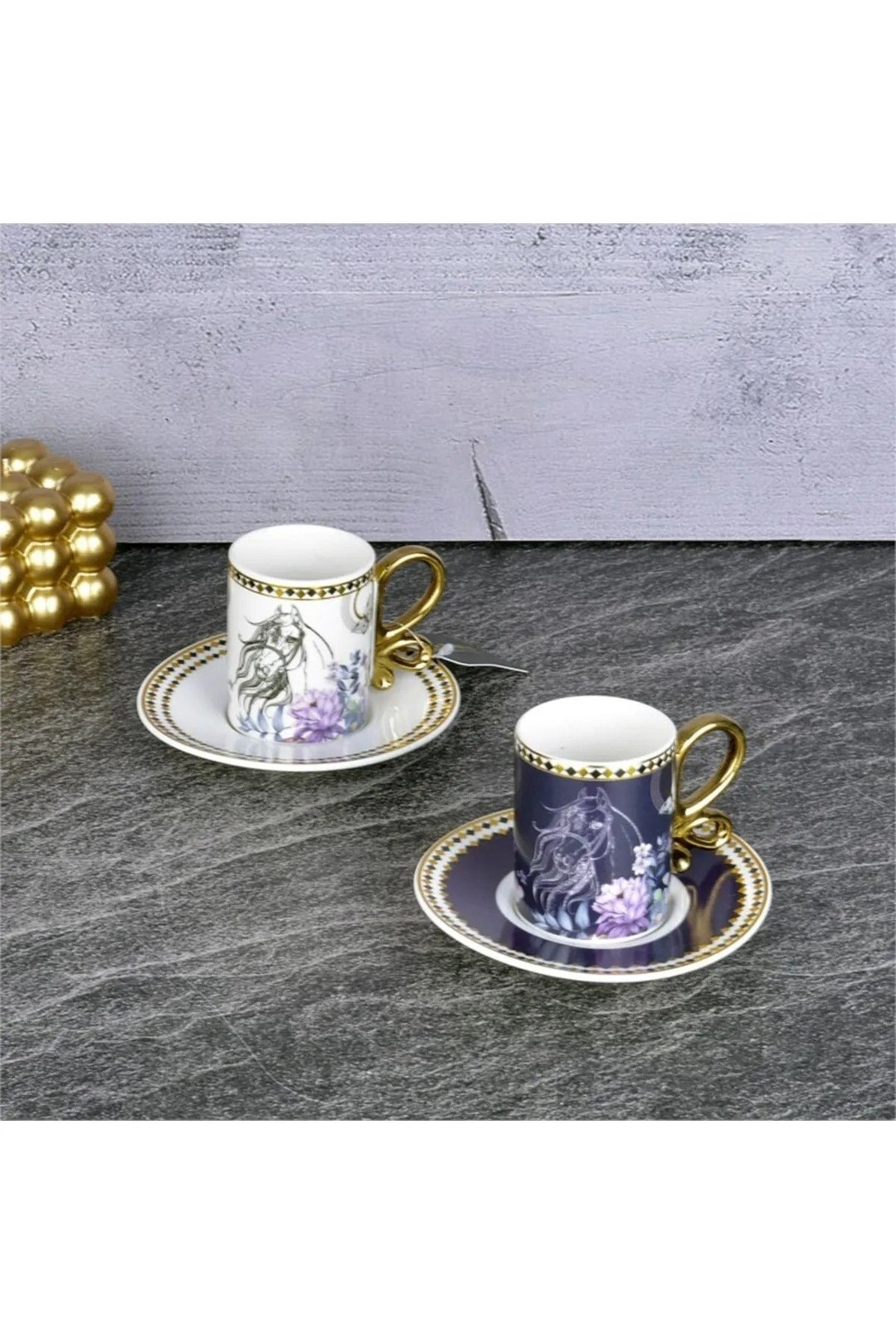 Boho Ceramic Espresso Cups and Saucers Set, Traditional Coffee Cup Set ...