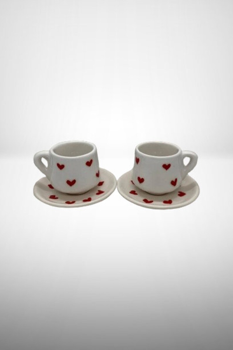 Ceramic Espresso Cup and Saucer Set: Boho Coffee Cup, Valentine's Gift ...