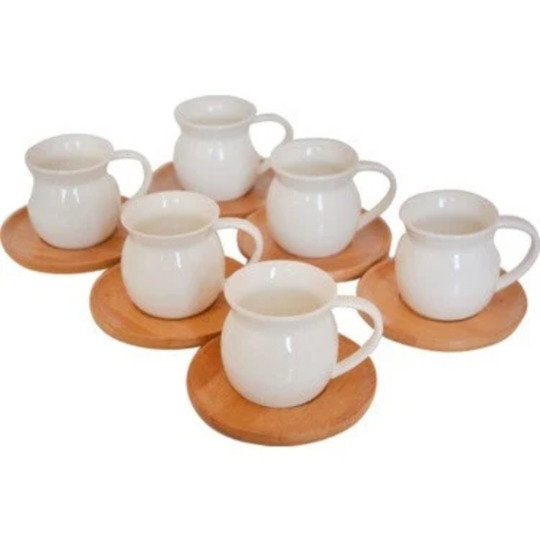 6x Porcelain Espresso Cups and Saucers Set, Boho Coffee Cup Set ...