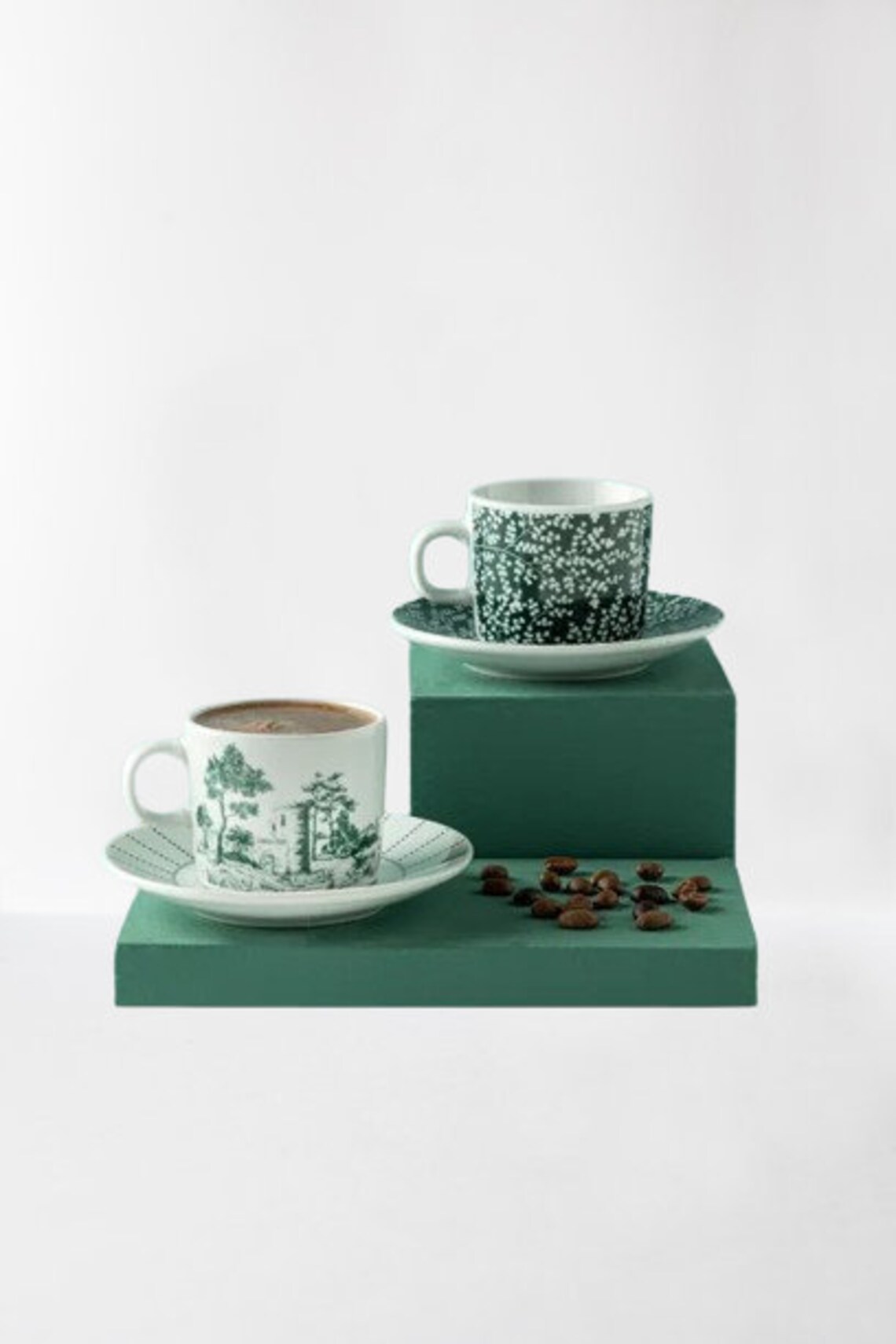Porcelain Espresso Cups and Saucers Set: Boho Coffee Cup, Macchiato Cup ...
