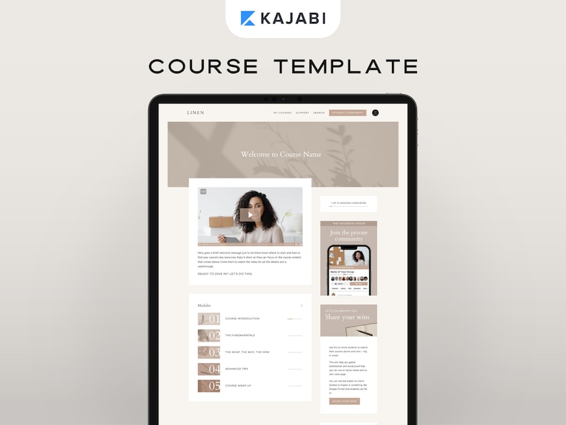 Kajabi Course Template | Kajabi Product Template With Course Thumbnails ...