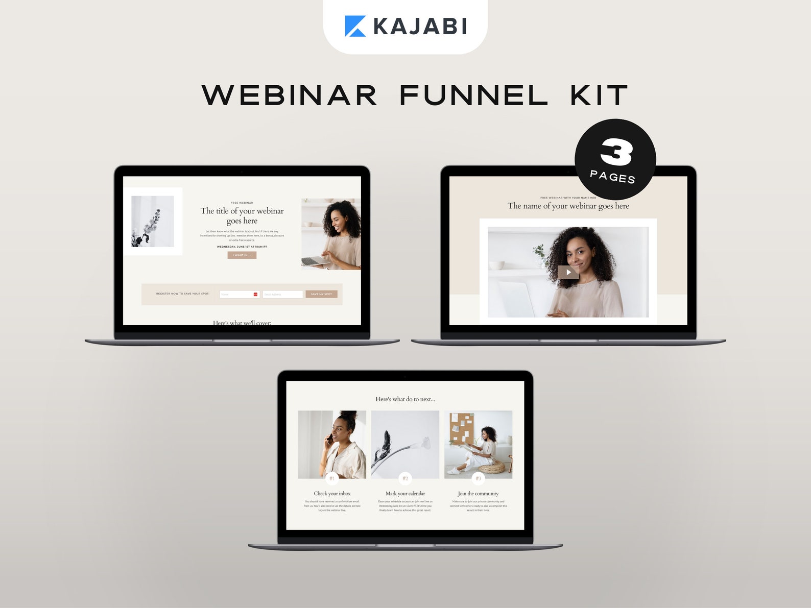 Kajabi Template Webinar Bundle | 3 Kajabi Webinar Landing Pages for Coaches & Online Course ...