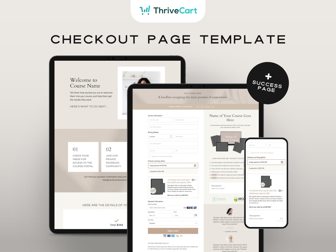 Thrivecart Checkout Template for Coaches, Online Course Creators ...