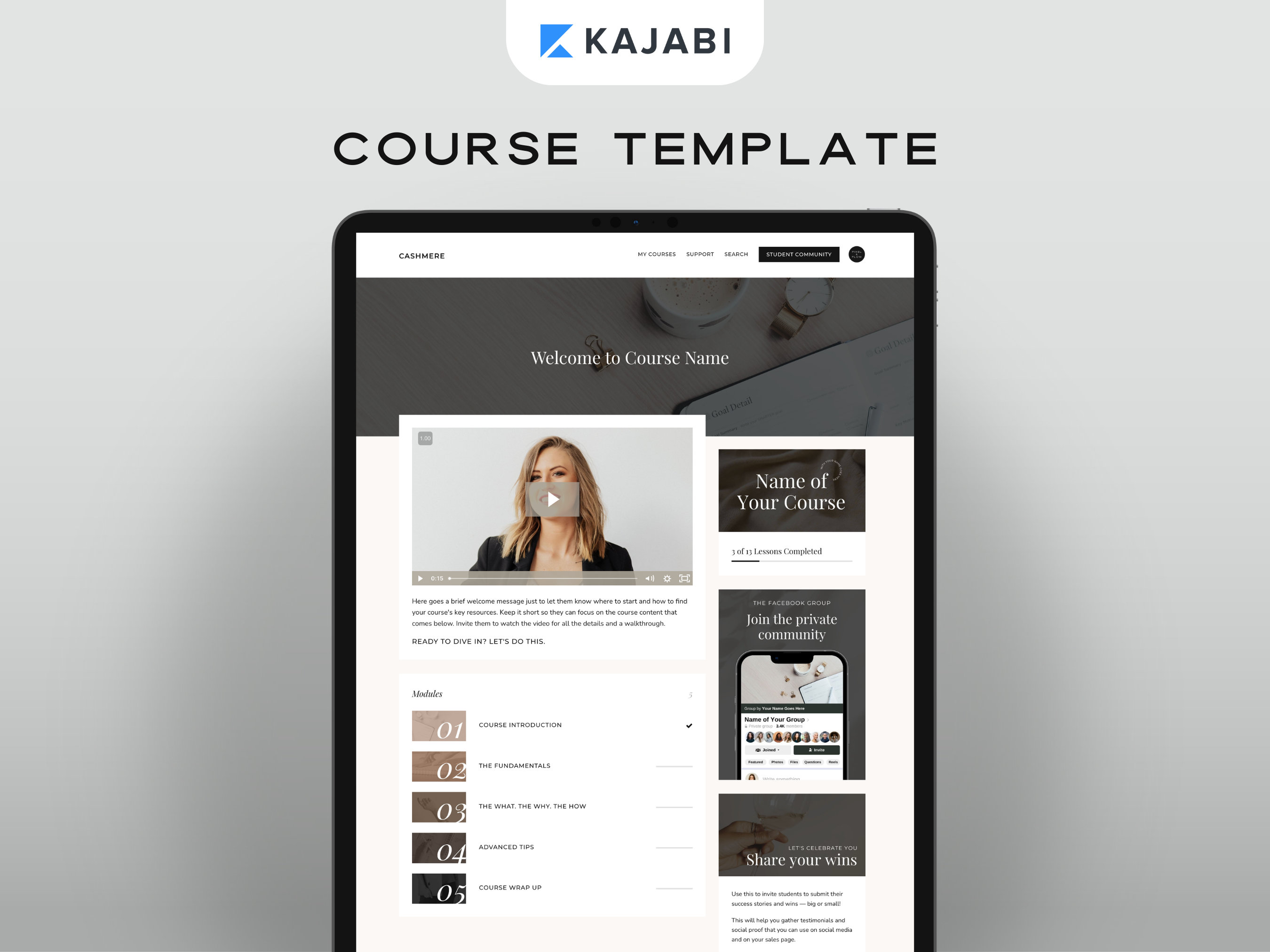 Kajabi Course Template | Kajabi Product Template With Course Thumbnails ...