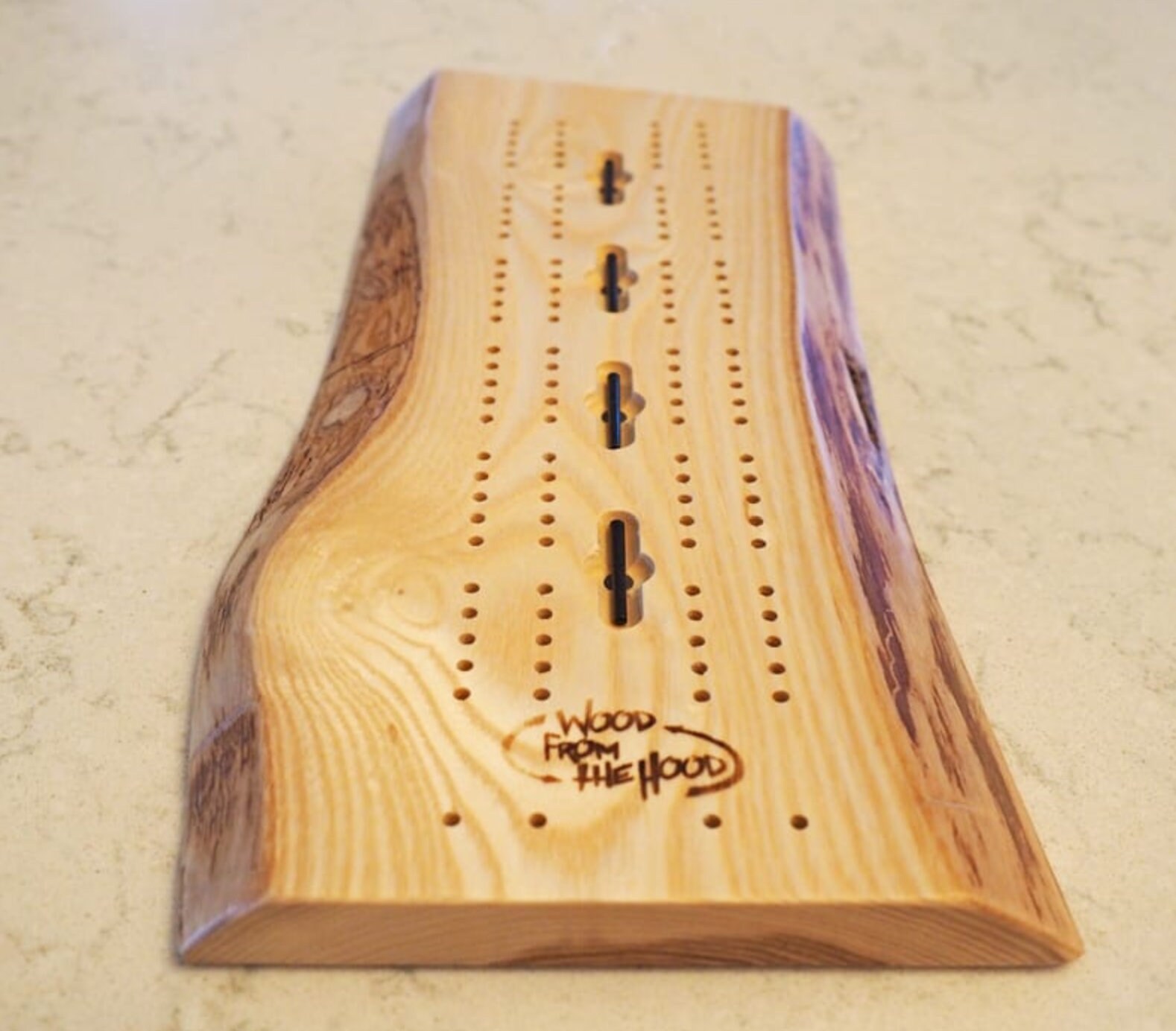 Natural Edge Ash Cribbage Board Reclaimed Wood Cribbage Board Handmade ...