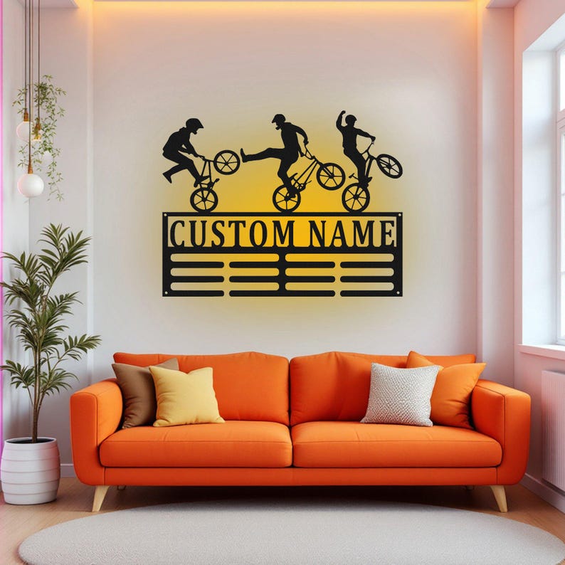 Custom BMX Medal Holder LED Light, Personalized Bicycle Motocross ...