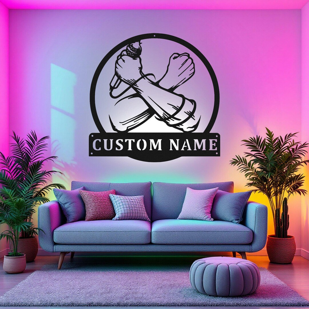 Custom Beatboxing Metal Wall Art With LED Light, Personalized ...