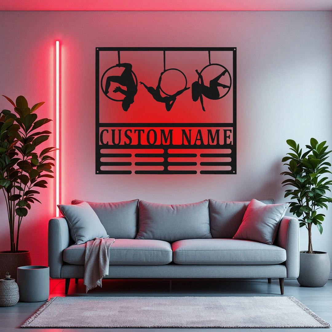 Custom Aerial Hoop Medal Holder LED Light, Personalized Aerial Hoop ...