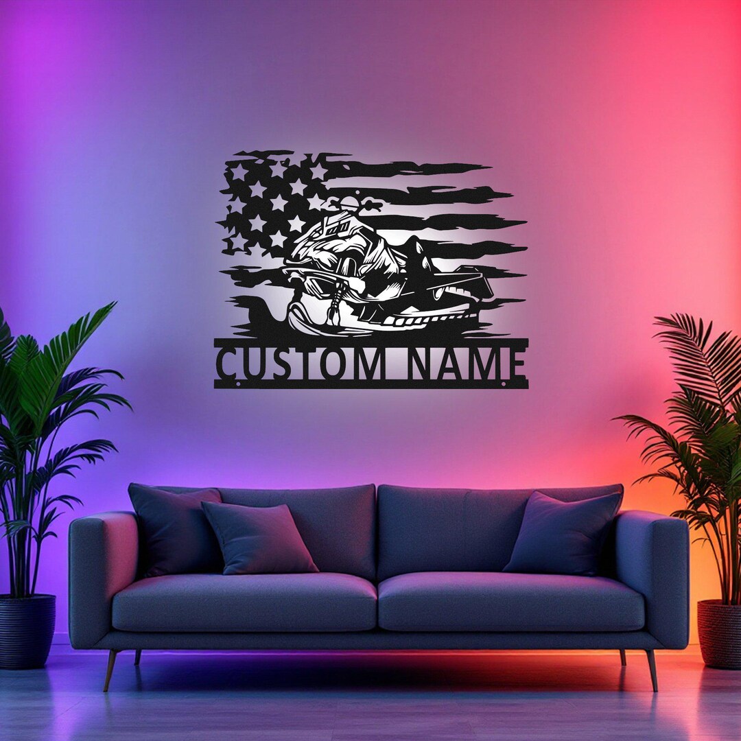 Custom US Snowmobile Metal Wall Art With LED Light, Personalized ...