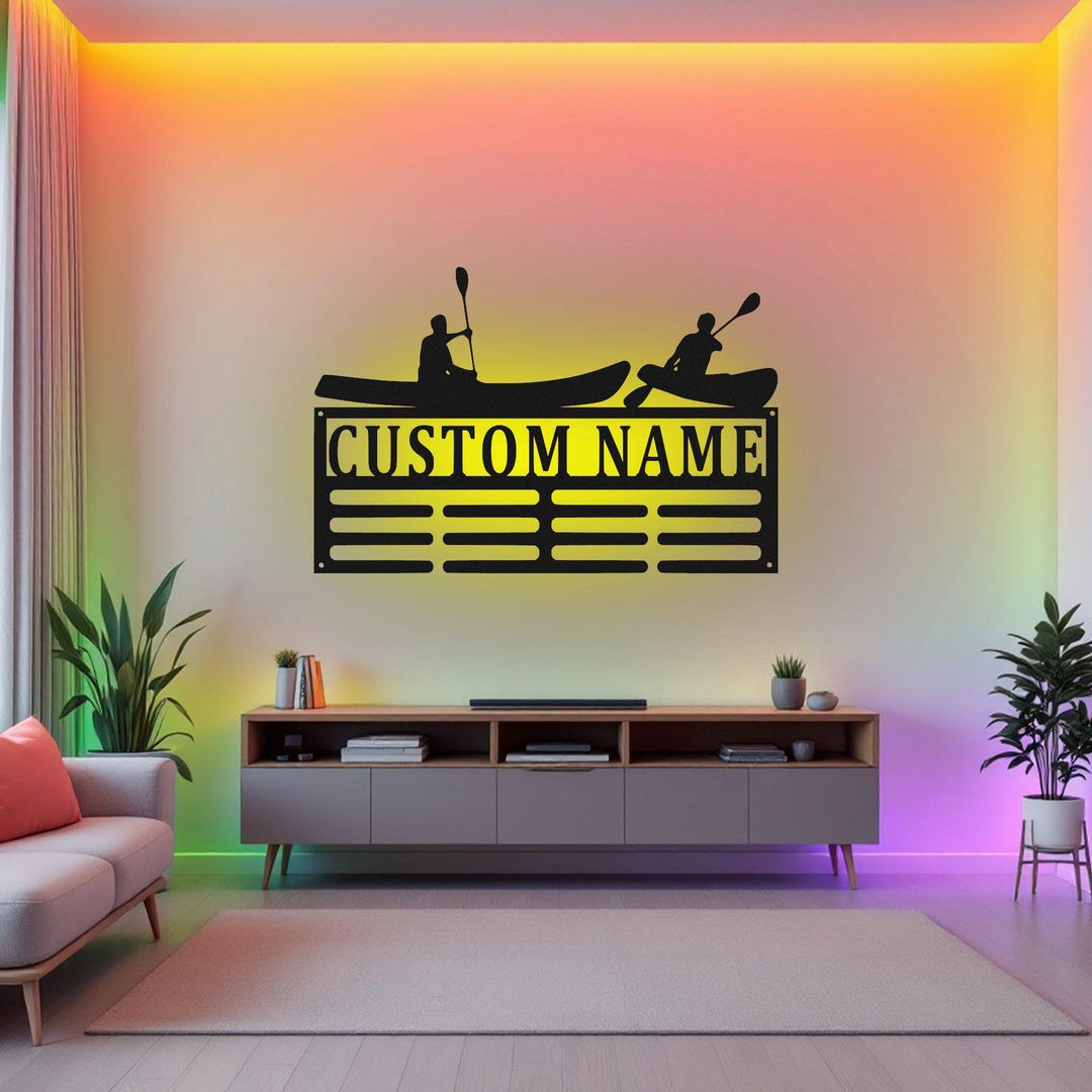 Custom Kayaking Medal Holder LED Light, Personalized Kayaking Player ...