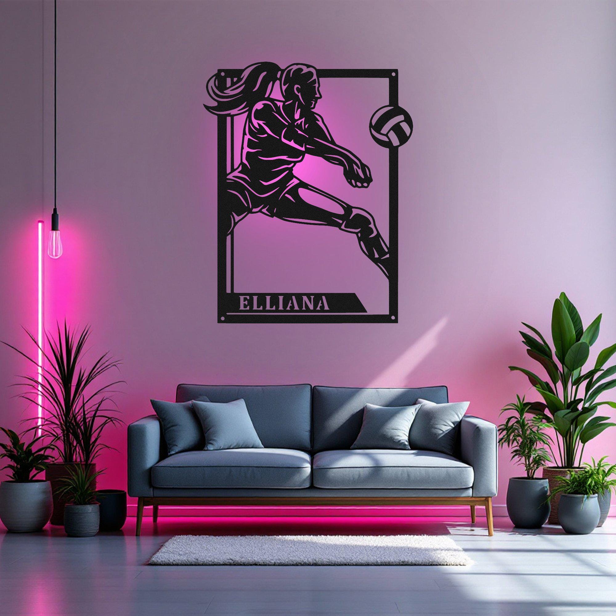 Custom Female Volleyball Signage Metal Sign With LED Light ...