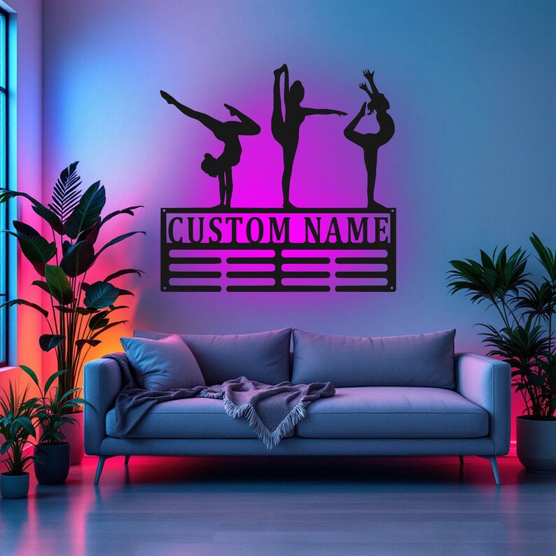 Custom Gymnastics Medal Holder LED Light, Personalized Gymnast Name ...