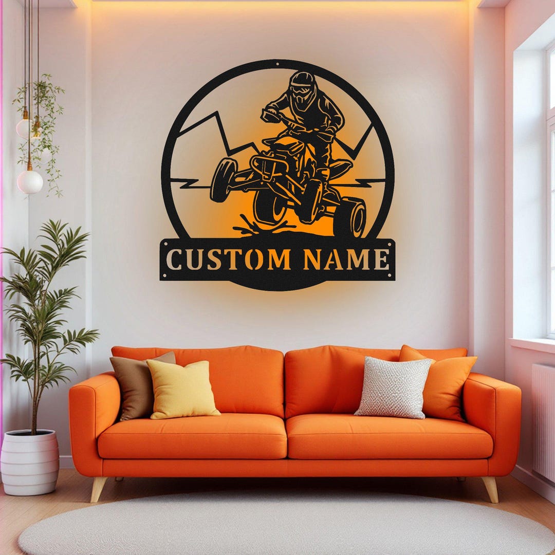 Custom ATV Rider Metal Wall Art With LED Light, Personalized ATV Rider ...