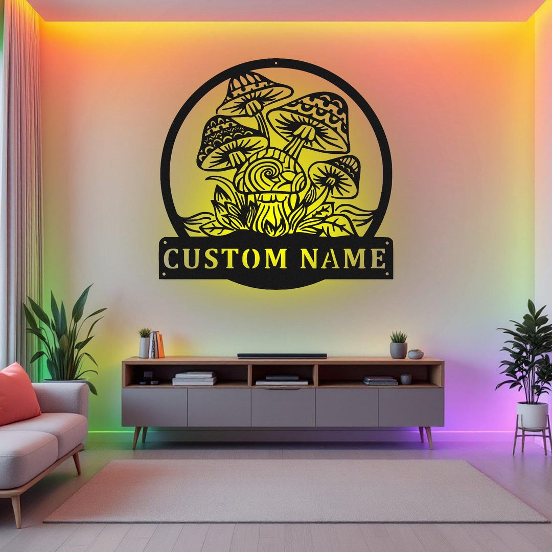 Custom Mushrooms Metal Wall Art With LED Light, Personalized Mushrooms ...