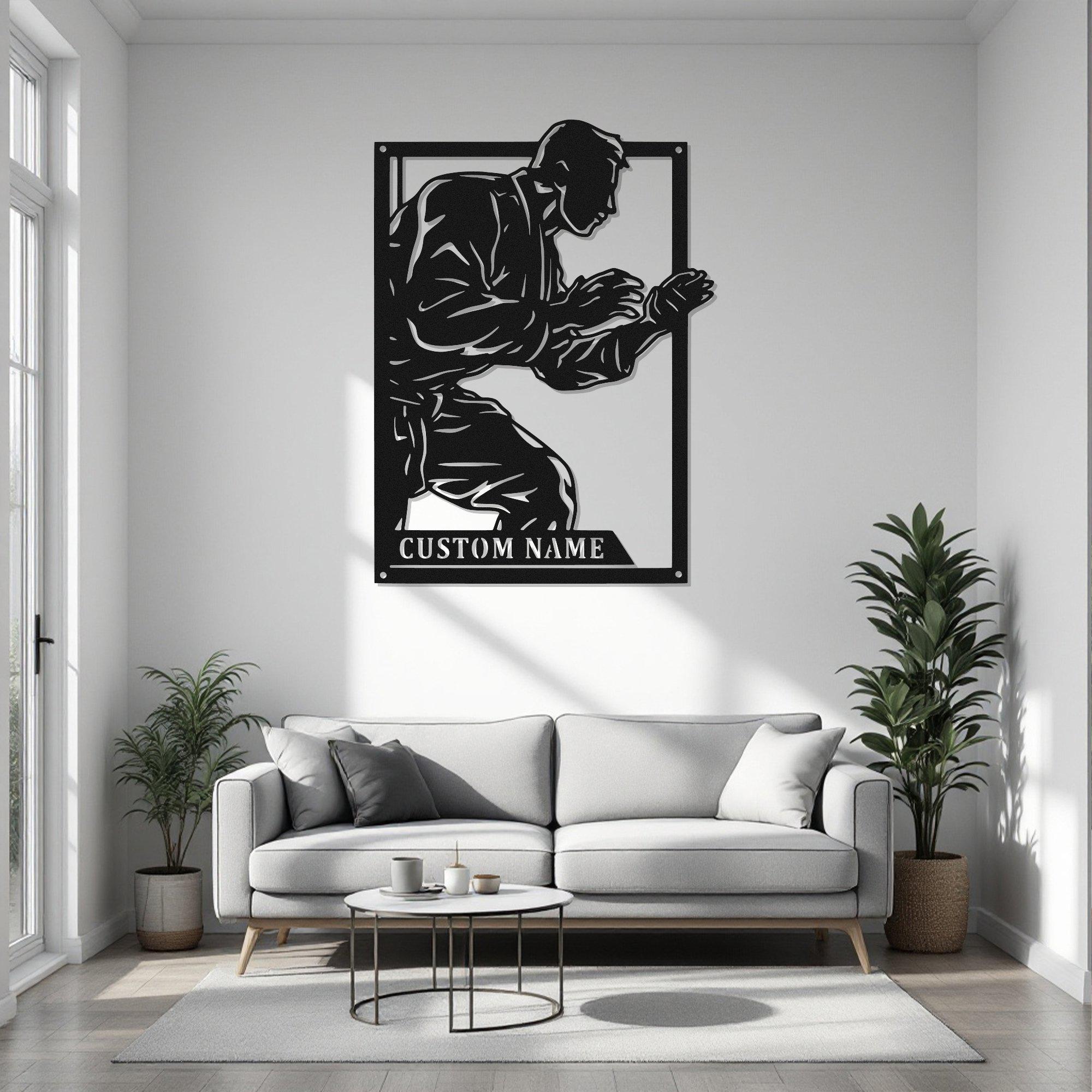 Custom Male Jiu Jitsu Signage Metal Wall Art With LED Light ...
