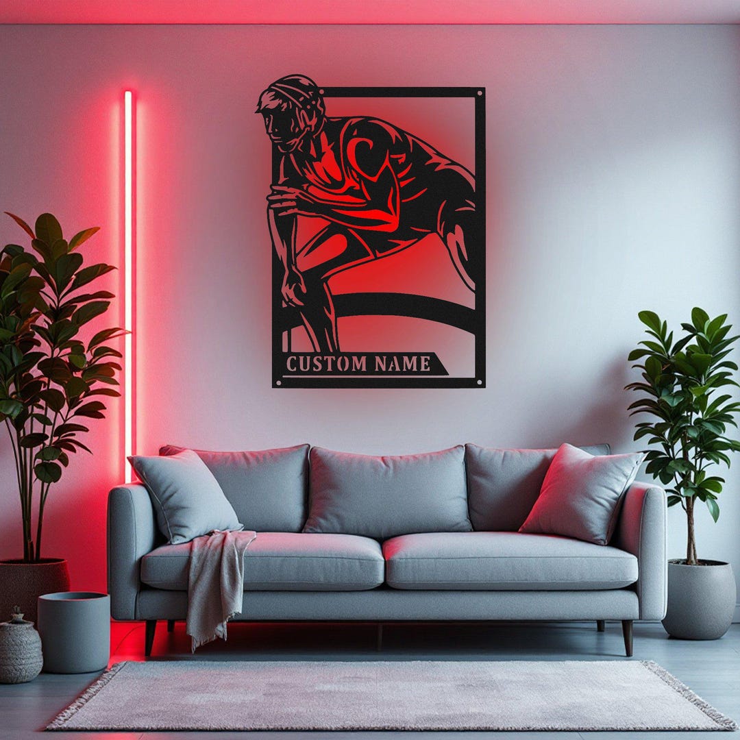 Custom Male Wrestler Signage Metal Wall Art With LED Light ...