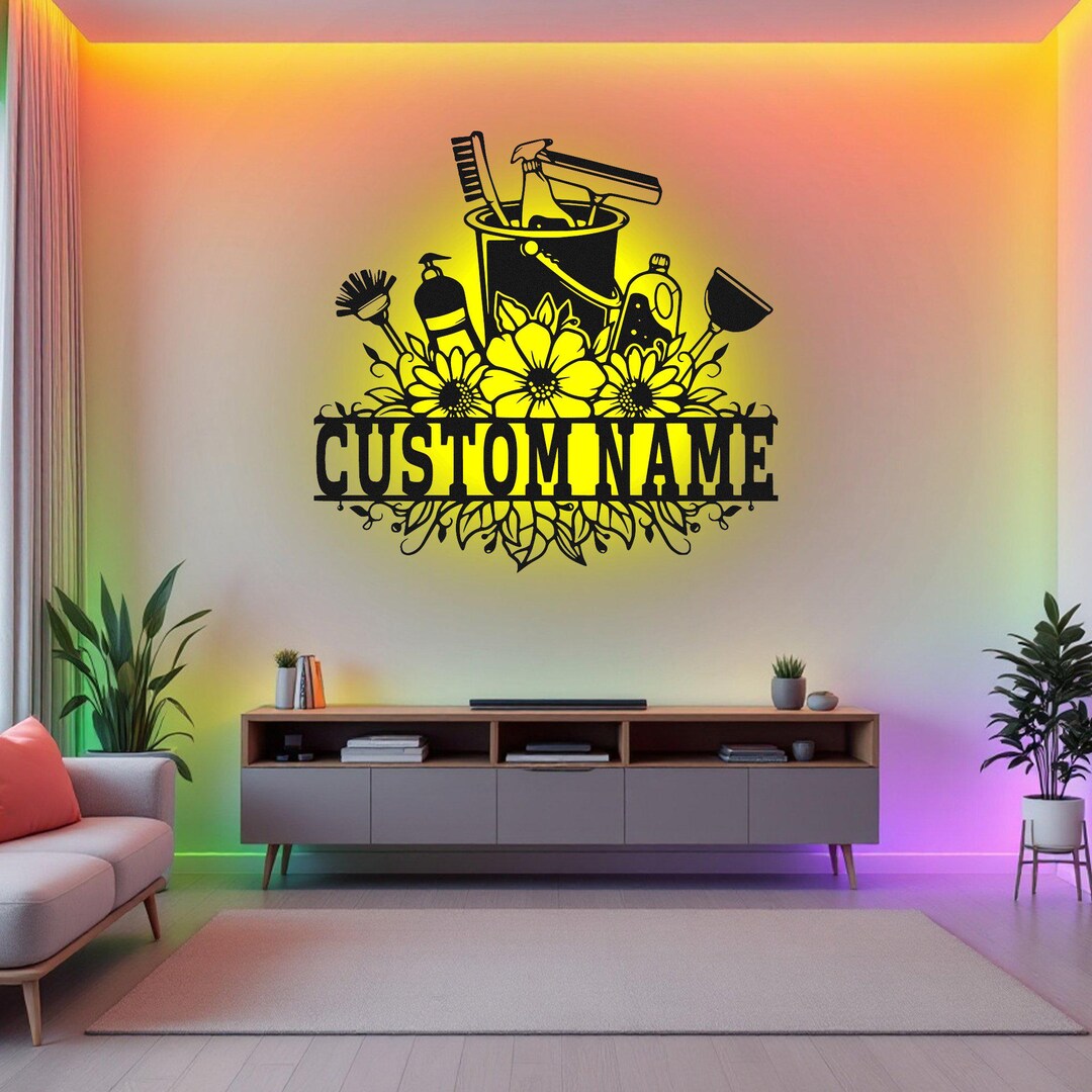 Custom Cleaning Tool Frame Metal Wall Art With LED Light V2 ...