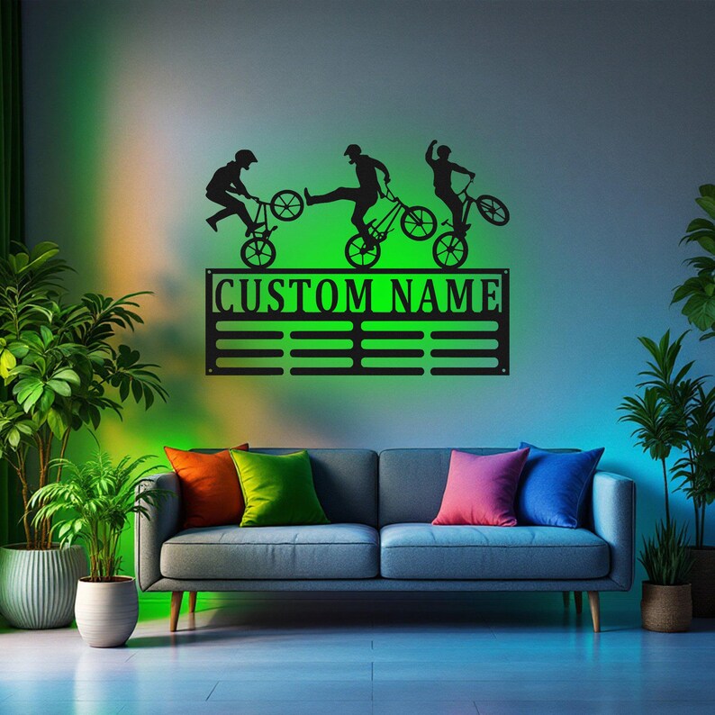 Custom BMX Medal Holder LED Light, Personalized Bicycle Motocross ...