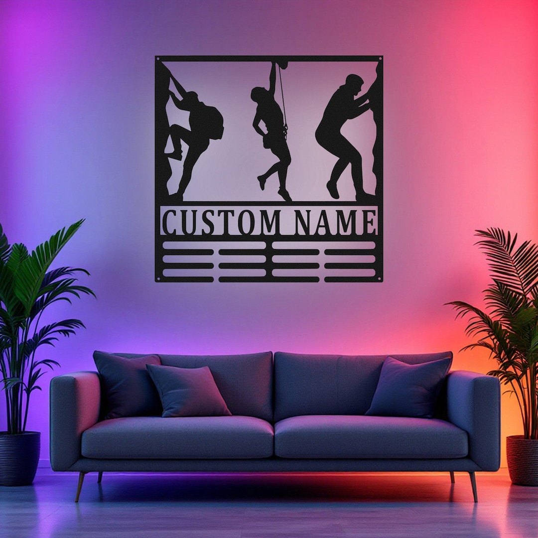 Custom Climbing Medal Holder LED Light, Personalized Climbing Player ...