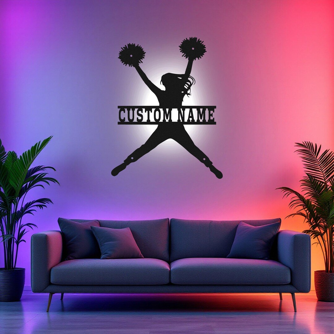 Custom Cheerleader Metal Wall Art With LED Light, Personalized ...