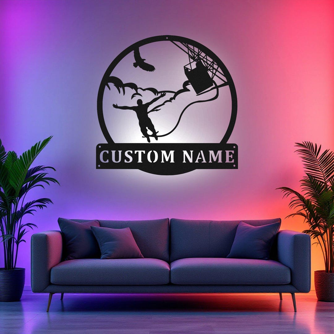 Custom Bungee Jumping Metal Wall Art With LED Light, Personalized ...