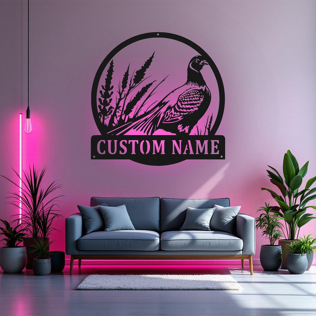 Custom Pheasant Metal Sign With LED Light, Personalized Pheasant Name ...