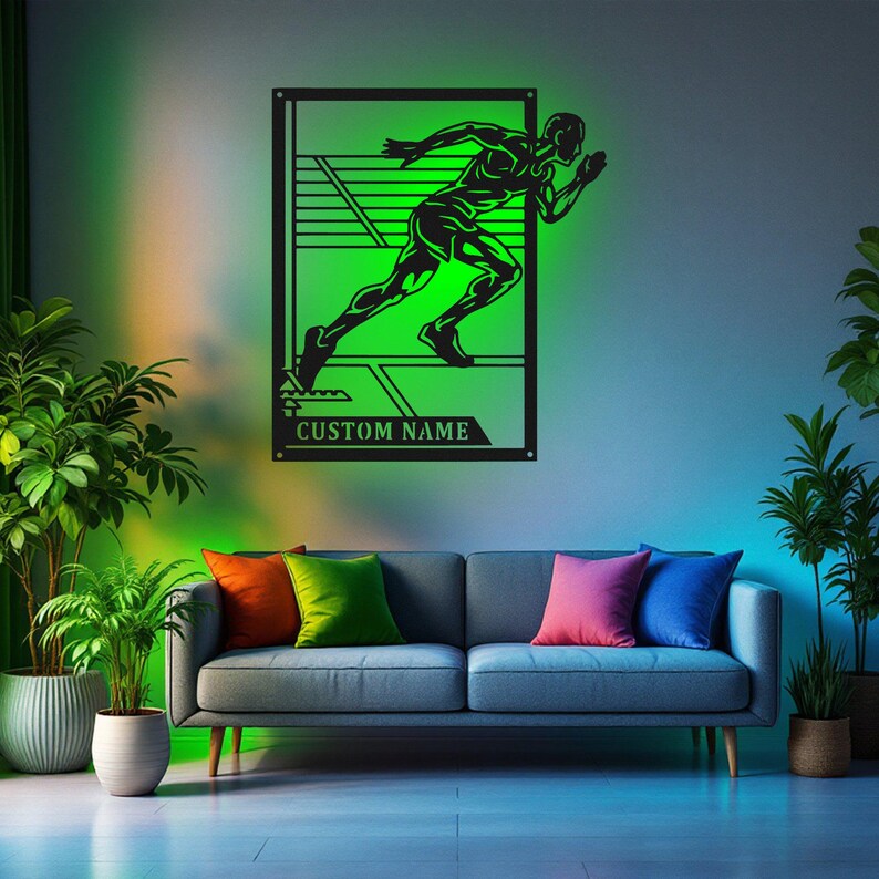 Custom Male Track and Field Signage Metal Sign With LED Light ...