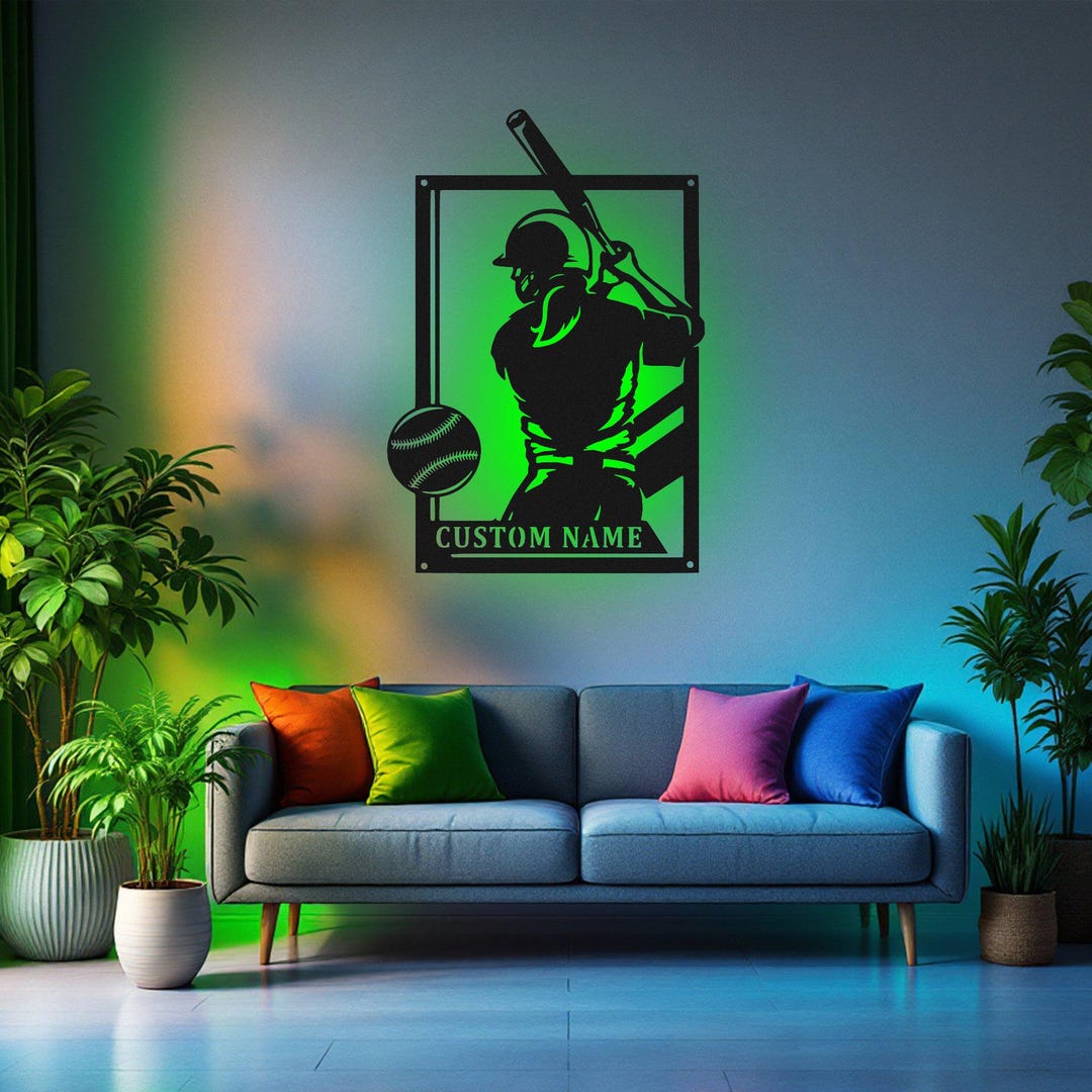 Custom Female Softball Signage Metal Wall Art With LED Light ...